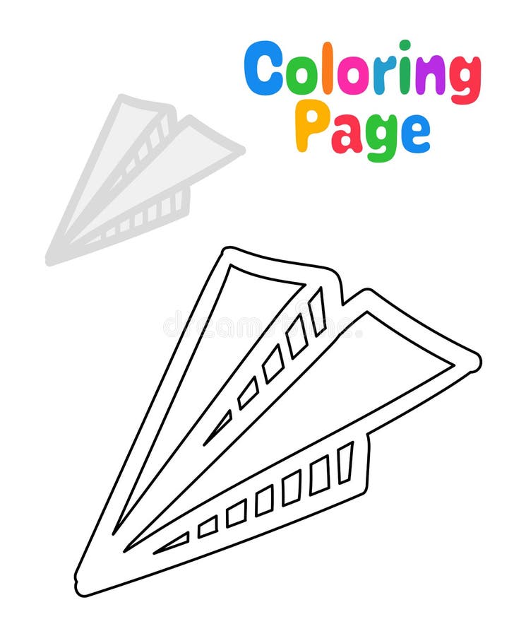 Coloring Page with Paper Plane for Kids Stock Vector - Illustration of ...
