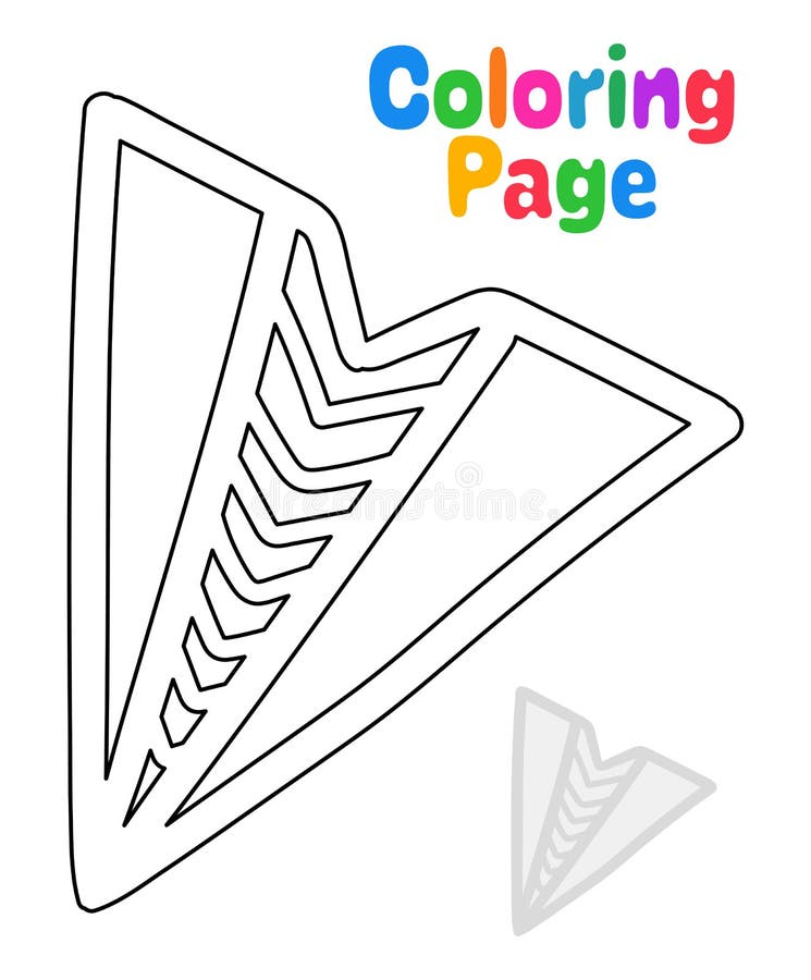 Coloring Page with Paper Plane for Kids Stock Vector - Illustration of ...