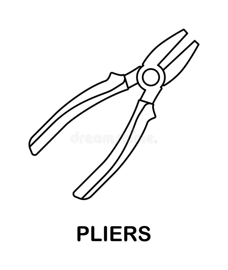 Coloring Page with Pliers for Kids Stock Vector - Illustration of page ...