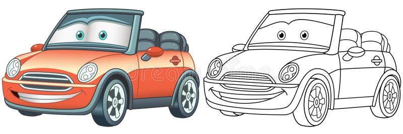 Coloring page with red car stock vector. Illustration of color - 202459547