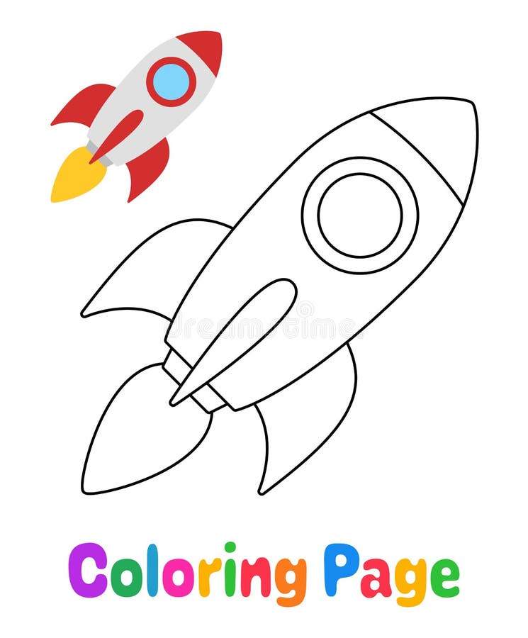 Coloring Page with Rocket for Kids Stock Vector - Illustration of ...