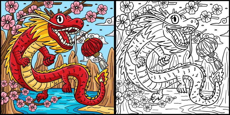 Year of the Dragon Holding Lantern Illustration Stock Vector - Illustration of horoscope ...