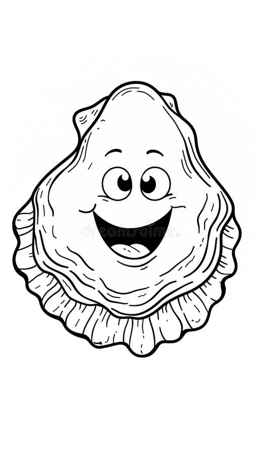 A Coloring Page of a Smiling Shell with a Happy Face Stock Illustration ...