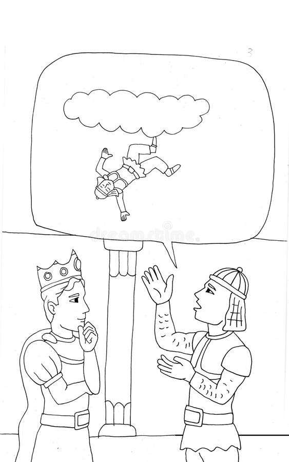 Coloring Page of a Soldier Talking To His King Stock Illustration ...