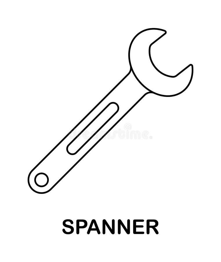 Coloring Page with Spanner for Kids Stock Vector - Illustration of ...