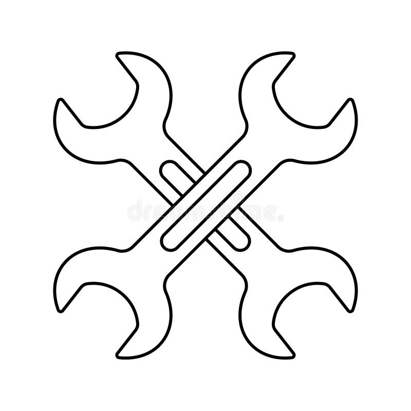 Coloring Page with Spanner for Kids Stock Vector - Illustration of ...