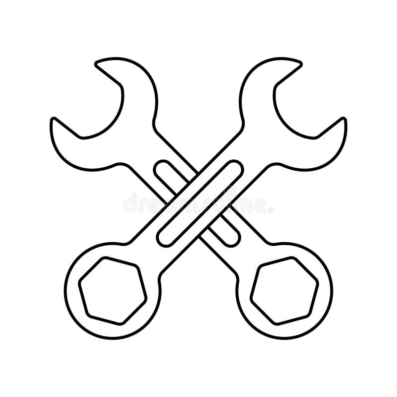 Coloring Page with Spanner for Kids Stock Vector - Illustration of ...