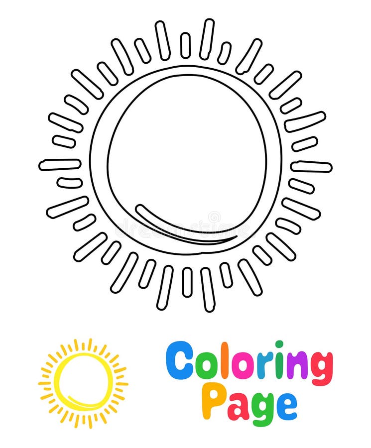 Coloring Page with Sun for Kids Stock Vector - Illustration of comic ...