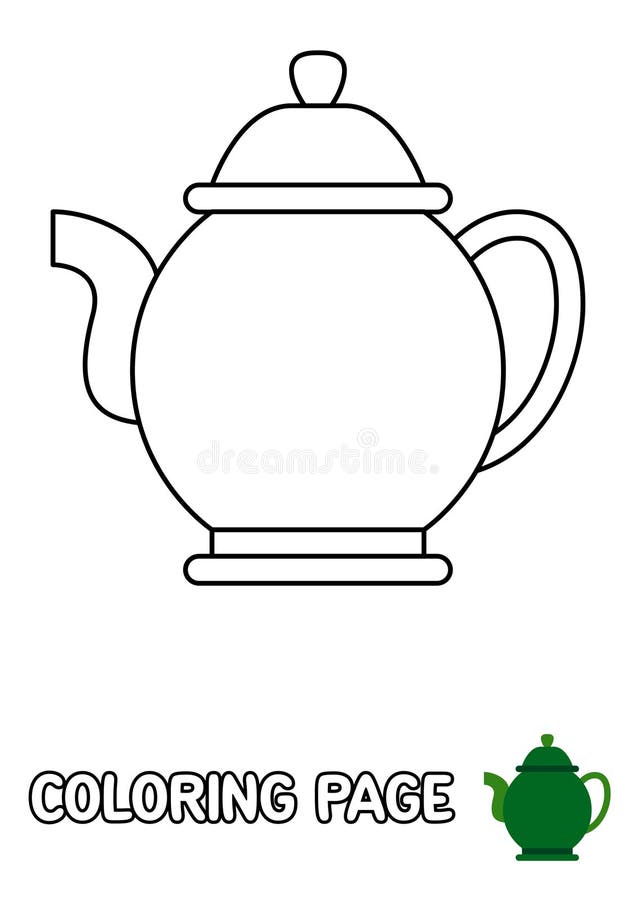 Coloring Page with Tea Pot for Kids Stock Vector - Illustration of ...