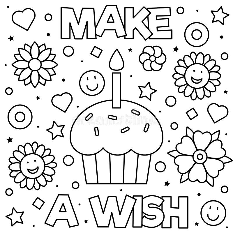 Make a Wish. Coloring Page. Vector Illustration. Stock Vector ...