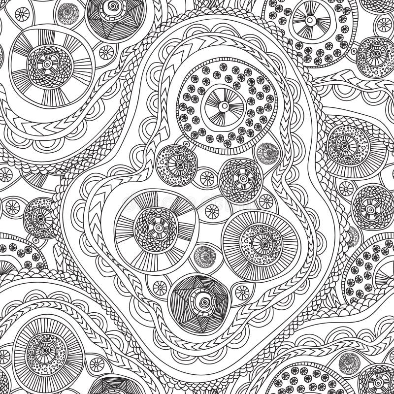 Hand Drawn Doodle Difficult Circle Abstract Adult Coloring Book Page ...