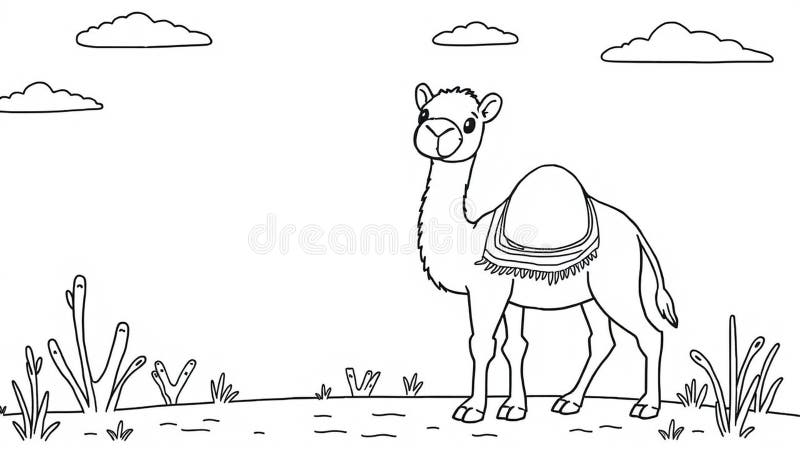 Coloring Pages. Animals. Cute Camel Stock Illustration - Illustration ...