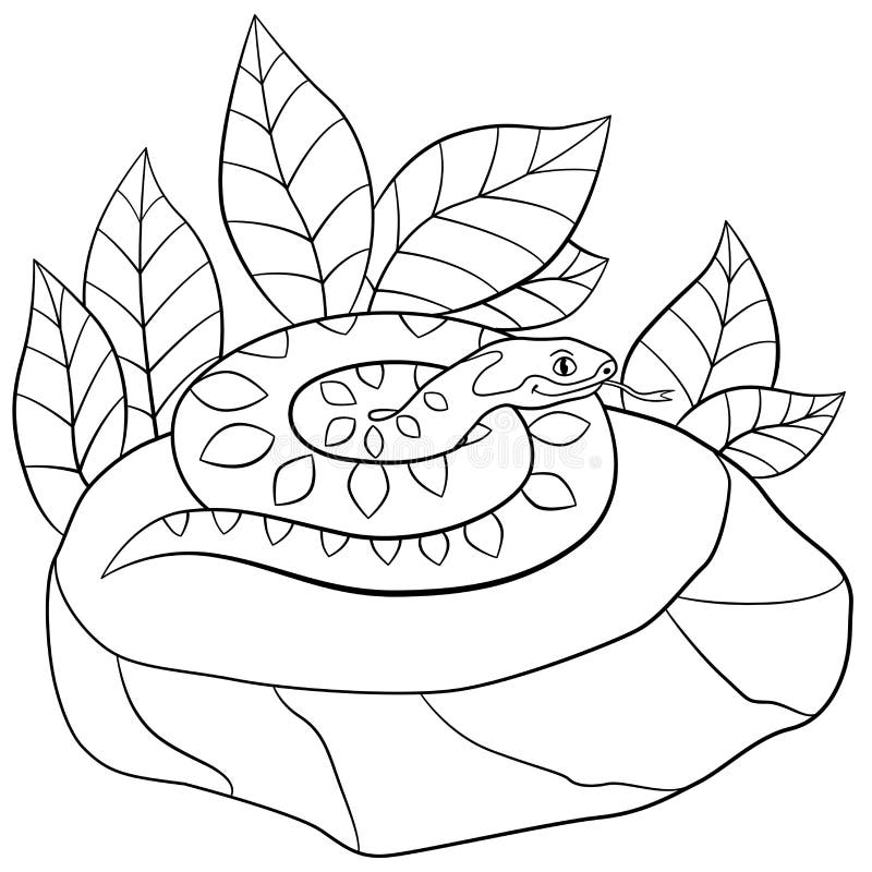 Coloring Pages. Cute Viper Lies on the Stone Stock Vector ...