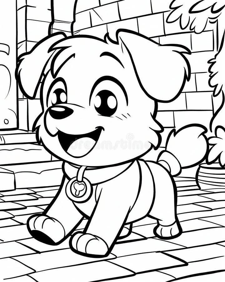 Coloring Pages for Kids, Coloring Page Animal Dog. Stock Image - Image ...