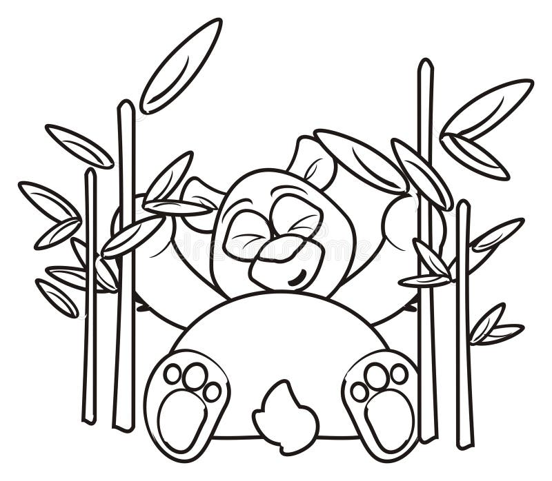 Coloring Panda among the Bamboo Stock Illustration - Illustration of ...