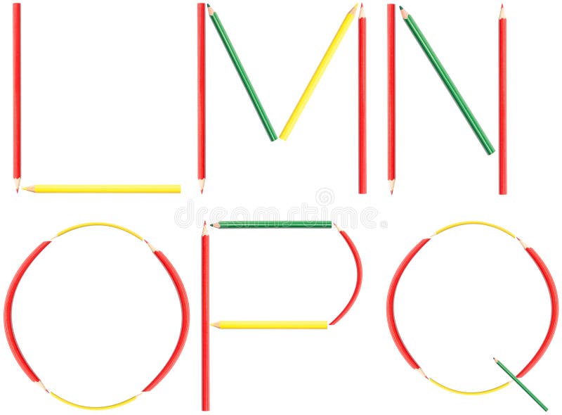Coloring Pencils Alphabet Letters Set L-Q Stock Illustration ...