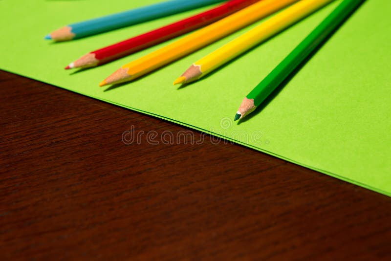 Coloring Pencils on Colored Paper Stock Image - Image of back, pencils ...