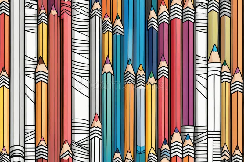 Coloring Pencils Vector with Seamless Pattern and Texture Stock ...