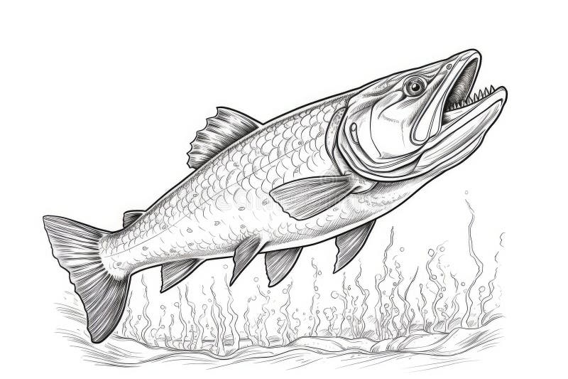 Coloring Pike Fish. Generate Ai Stock Photo - Image of color, coloring ...