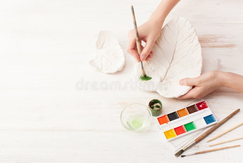 Coloring the Plaster Form of the Sheet with Hands Stock Image - Image ...