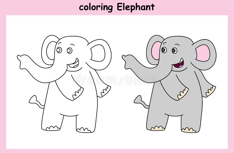 Children Trace and Coloring Elephant Stock Vector - Illustration of ...