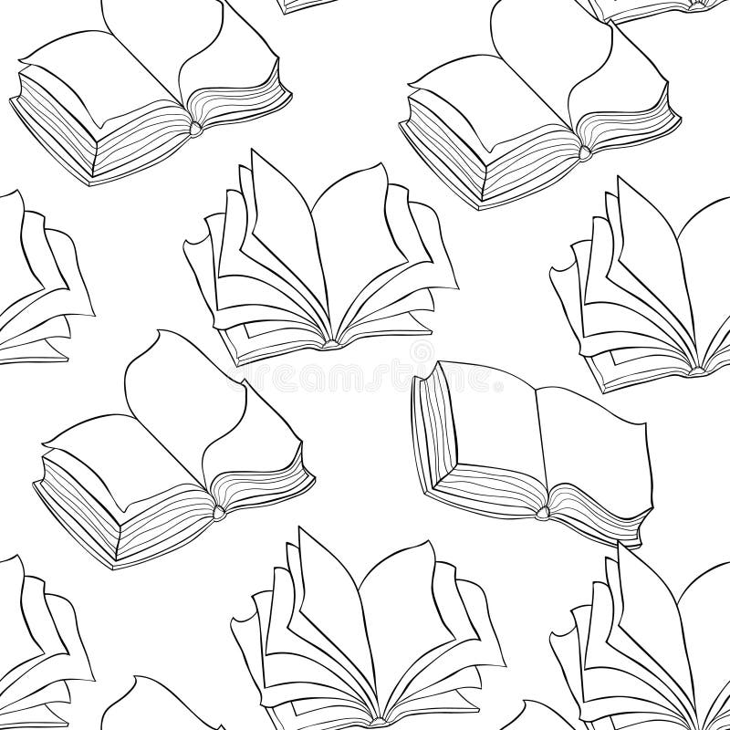 Seamless Pattern Book Opened with Pages. Vector Illustration Stock ...