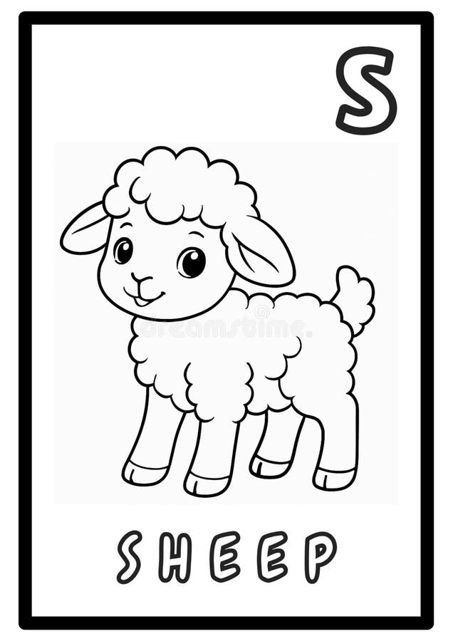 Coloring Sheet Alphabet Animals S Sheep for Kids Kindergarten Stock ...
