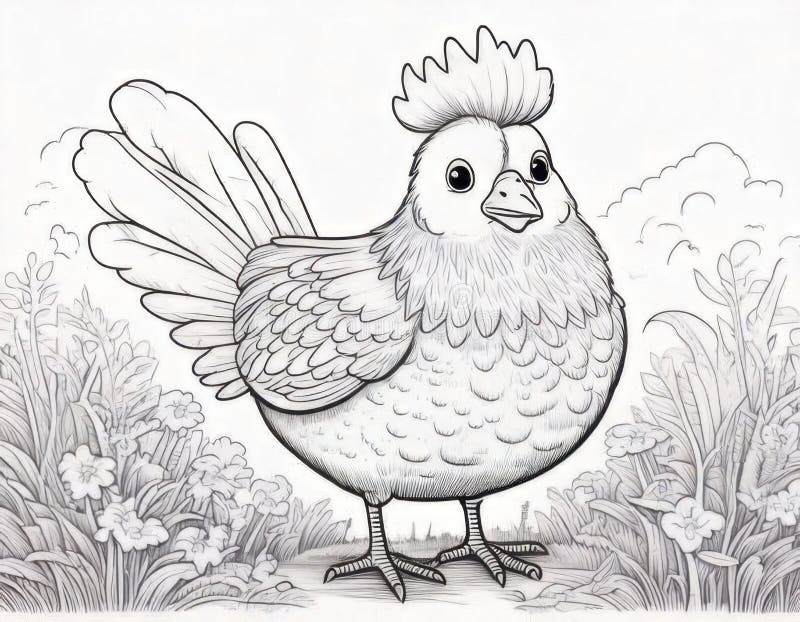 Coloring Sheet of a Chicken Stock Illustration - Illustration of ...