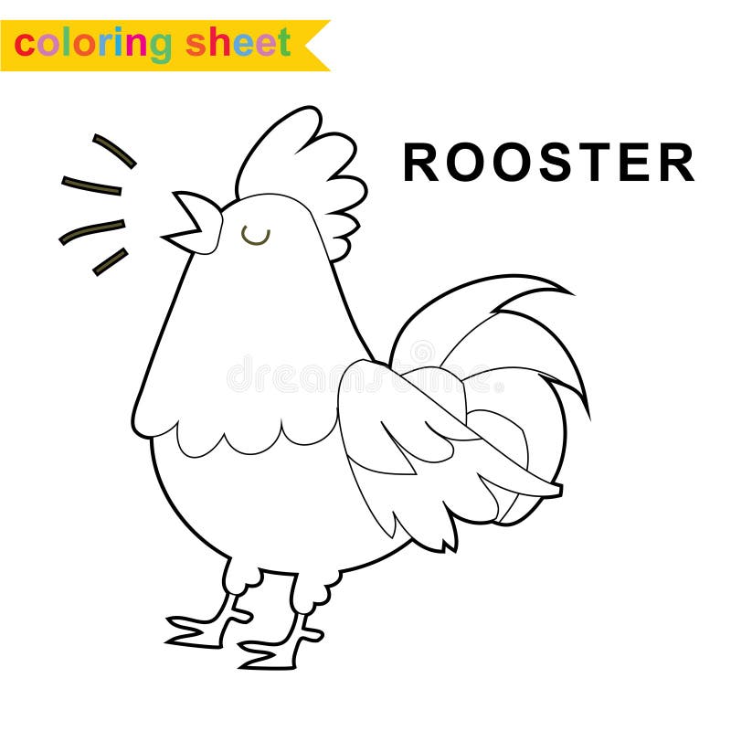 Cute Rooster Flashcard. Cuter Farm Animal. Educational Printable Game ...
