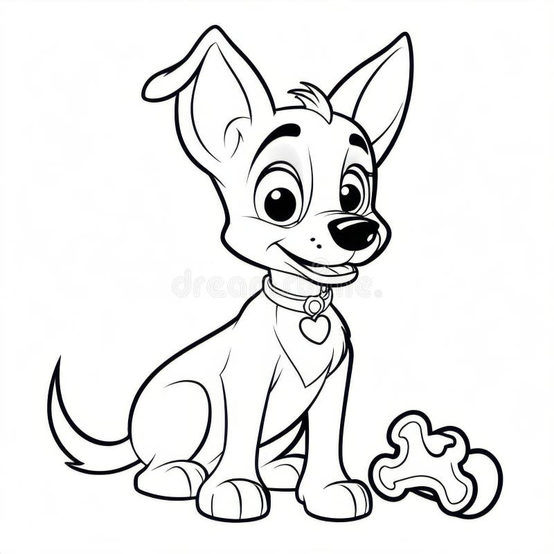 Coloring Sheet of a Dog with Bone Stock Illustration - Illustration of ...