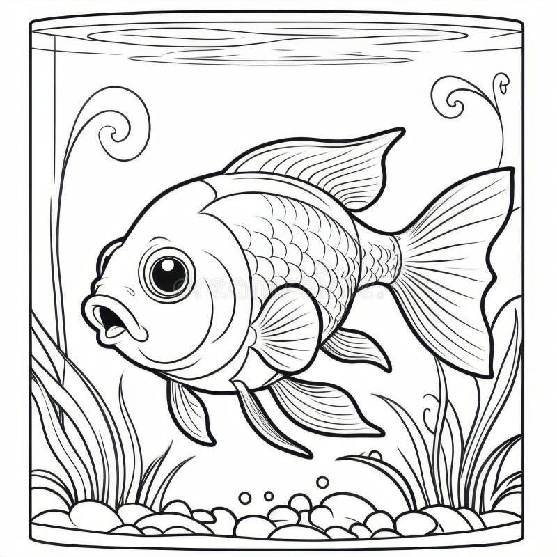 Coloring Sheet of a Fish stock illustration. Illustration of fins ...