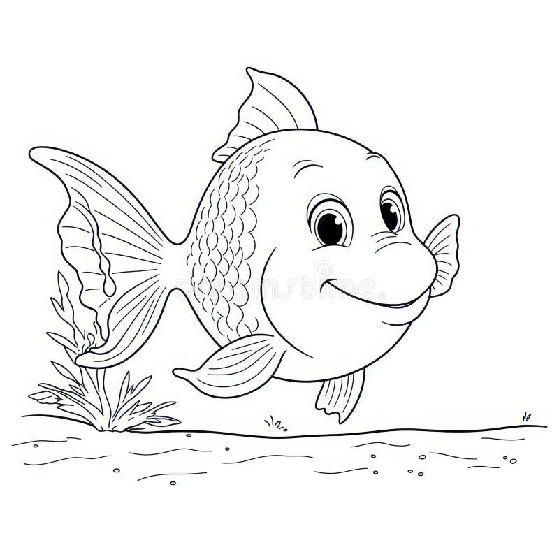 Coloring Sheet of a Fish stock illustration. Illustration of fins ...