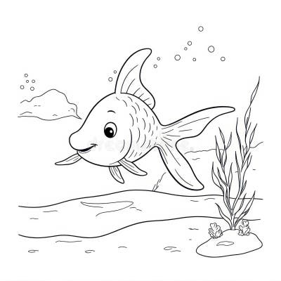 Coloring Sheet of a Fish stock illustration. Illustration of fins ...