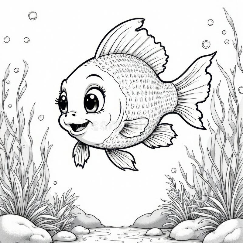 Coloring Sheet of a Fish stock illustration. Illustration of scales ...