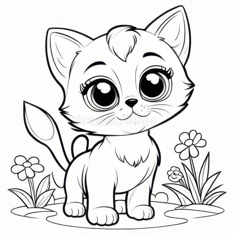 Coloring Sheet of a Kitten stock illustration. Illustration of sheet ...