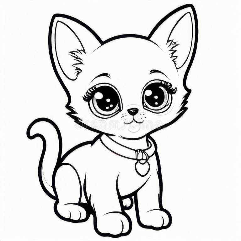 Coloring Sheet of a Kitten stock illustration. Illustration of white ...