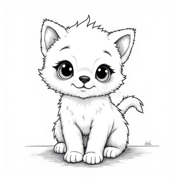 Coloring Sheet of a Kitten stock illustration. Illustration of playful ...