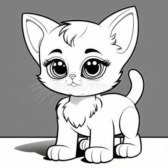 Coloring Sheet of a Kitten stock illustration. Illustration of artistic ...