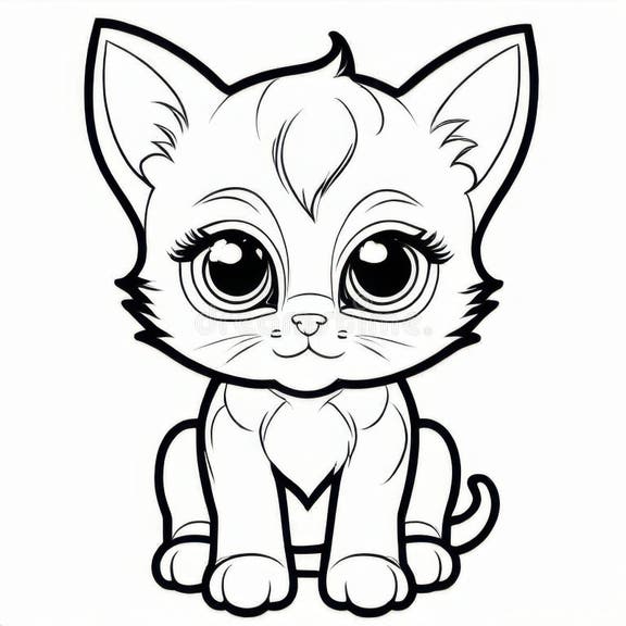 Coloring Sheet of a Kitten stock illustration. Illustration of creative ...