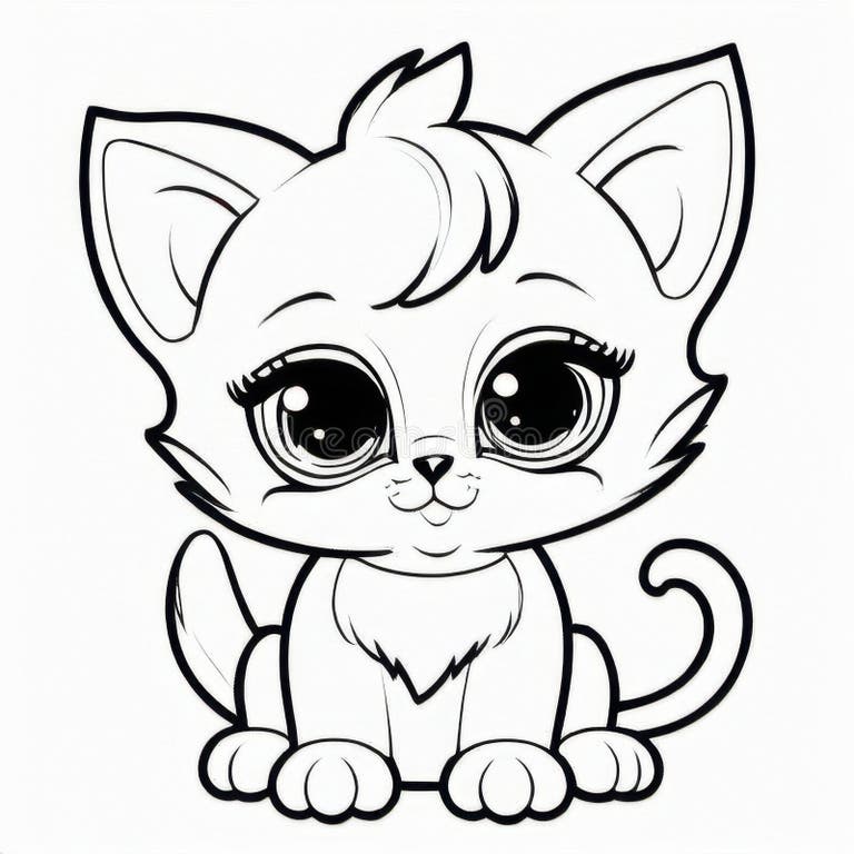 Coloring Sheet of a Kitten stock illustration. Illustration of kids ...