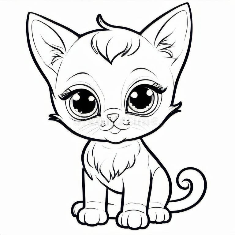 Coloring Sheet of a Kitten stock illustration. Illustration of white ...