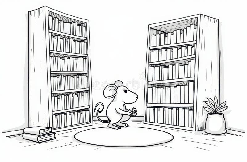 A Coloring Sheet of a Mouse in a Library at 19-12-2024 Stock ...