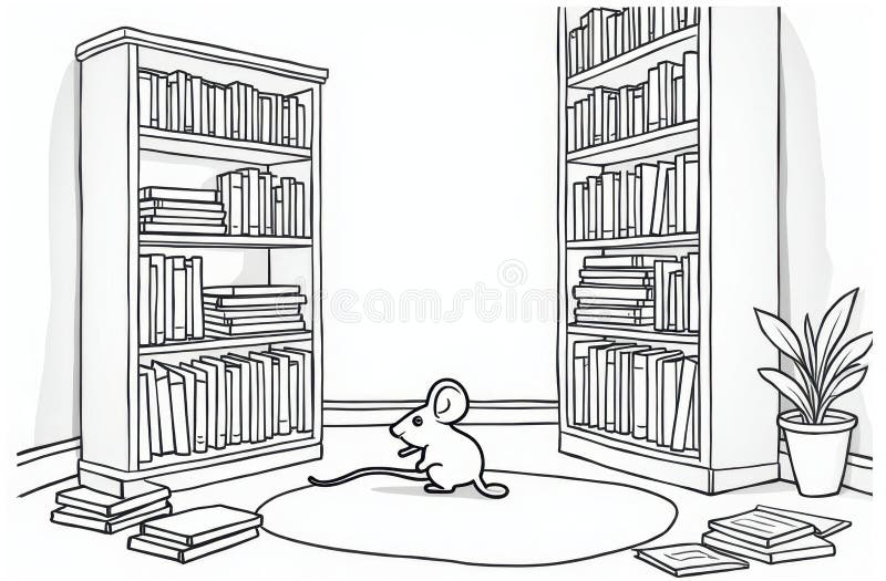 A Coloring Sheet of a Mouse in a Library at 19-12-2024 Stock ...