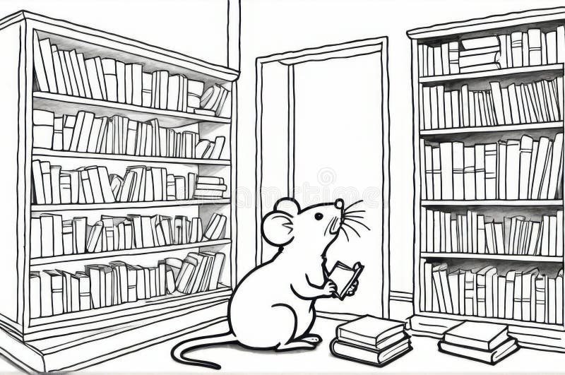 A Coloring Sheet of a Mouse in a Library at 19-12-2024 Stock ...