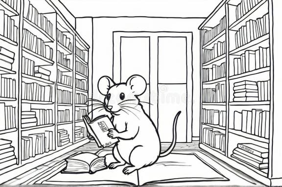 A Coloring Sheet of a Mouse in a Library at 19-12-2024 Stock Illustration - Illustration of ...