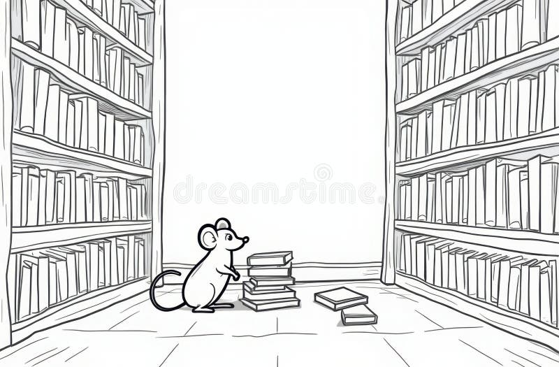 A Coloring Sheet of a Mouse in a Library at 19-12-2024 Stock Illustration - Illustration of ...