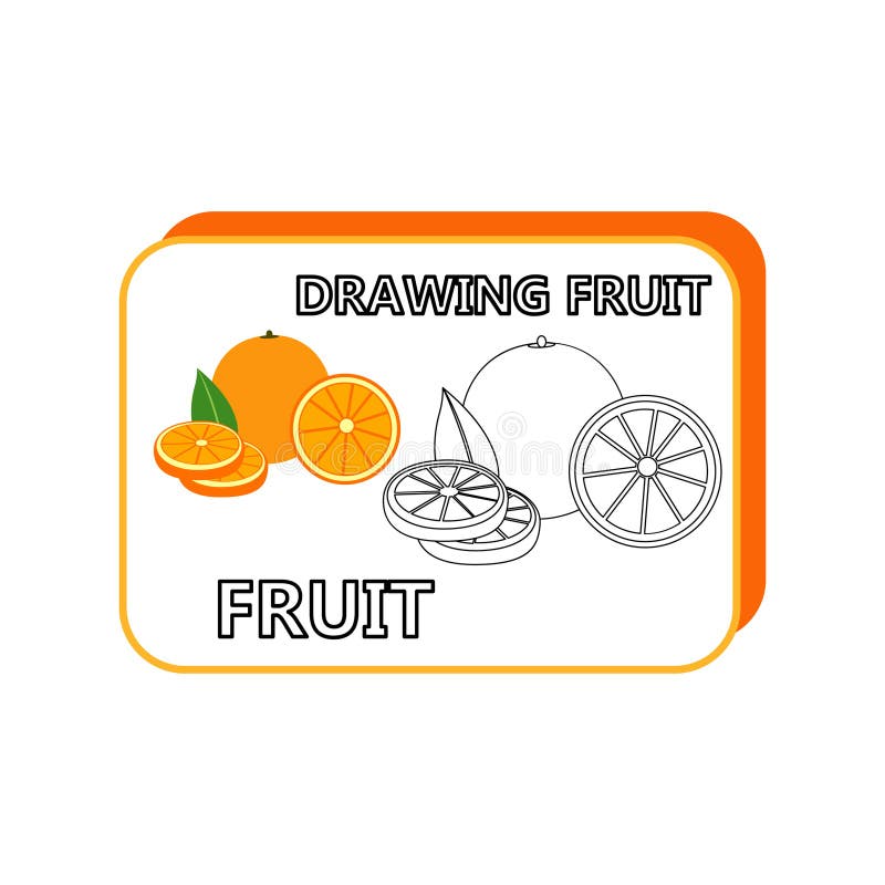 Coloring Sheet Sketch for Kids with Orange Element Vector Stock Vector ...