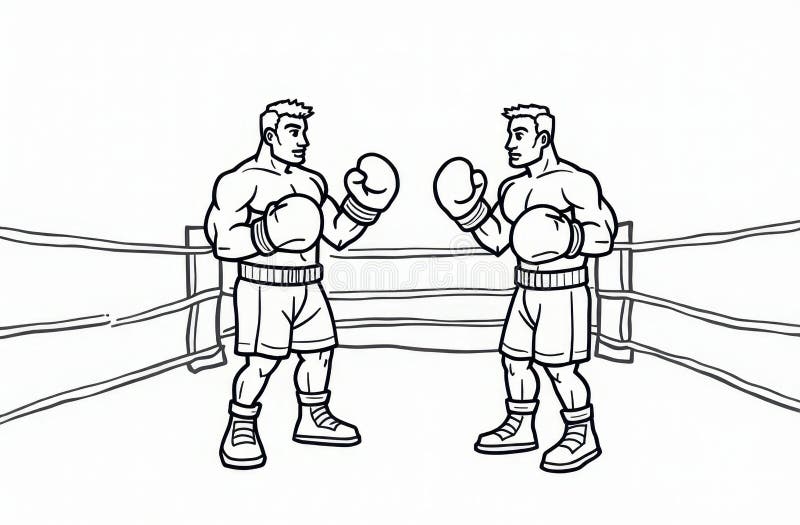 A Coloring Sheet with Two Boxers at 1-1-2024 Stock Illustration ...
