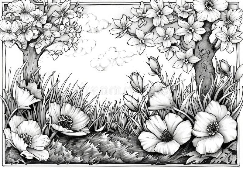 Coloring Sheets with Spring Themes, Featuring Flowers, Animals, and ...