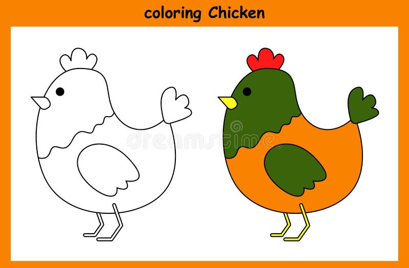 Children Trace and Coloring Chicken Stock Vector - Illustration of ...